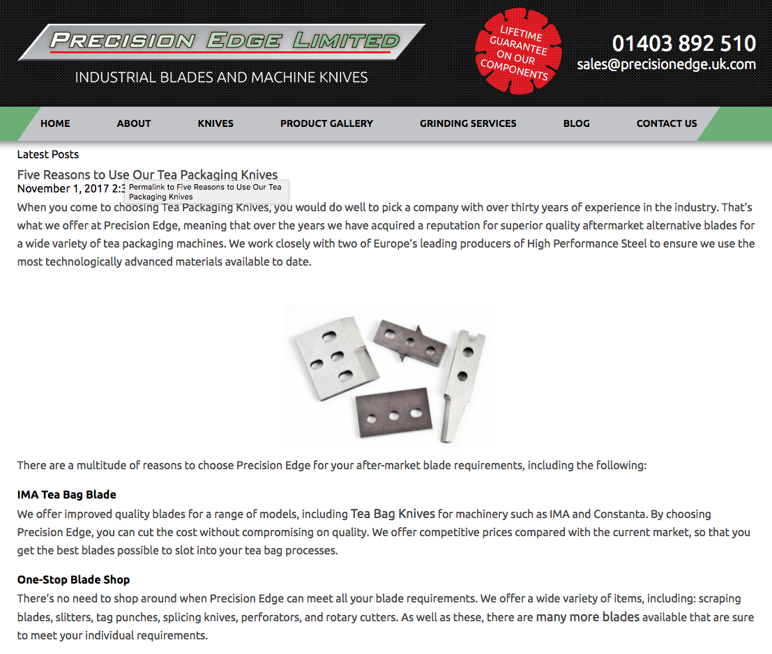 Precision Edge Limited – Content by Carmina