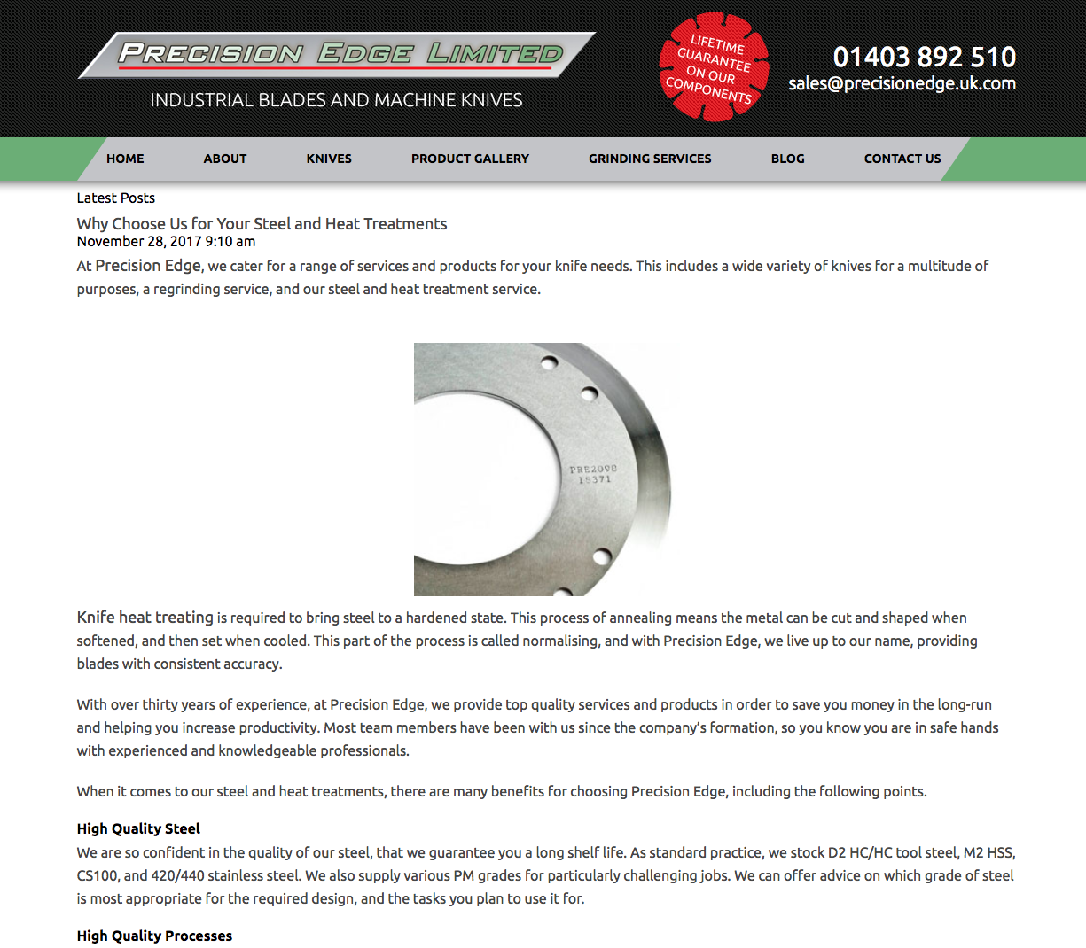 Precision Edge Limited – Content by Carmina